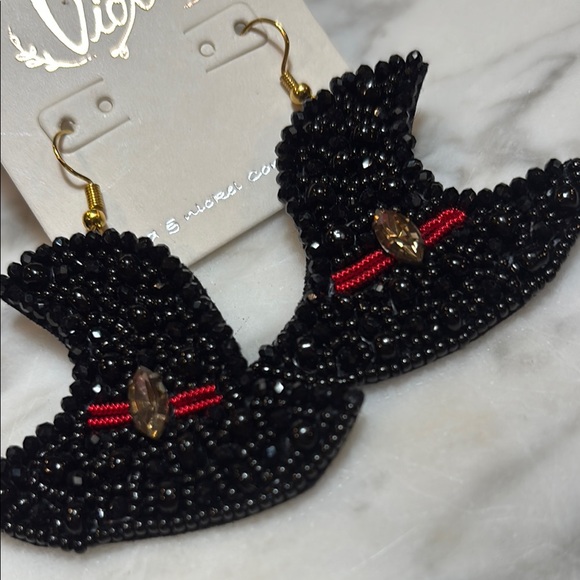 viola | Jewelry | New Witchy Black And Red Witch Hat Earrings Seed ...